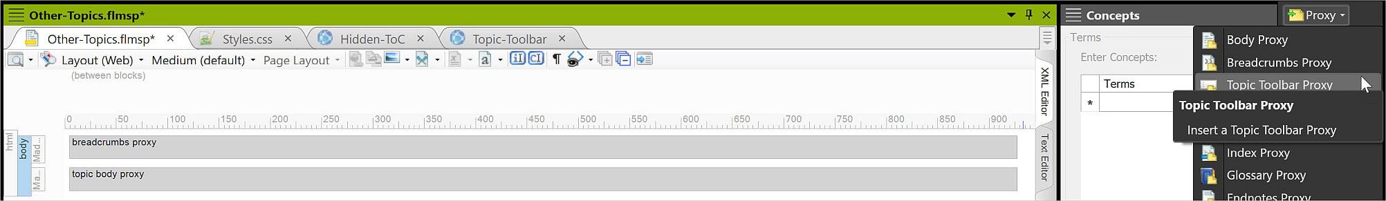 How to Show/Hide Table of Contents in Flare Side Navigation Projects